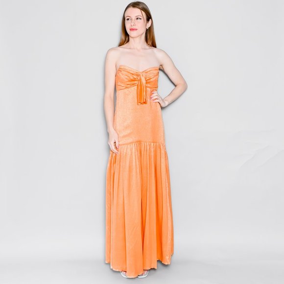Caroline Constas | Dresses | Caroline Constas Orange Shimmer Strapless ...